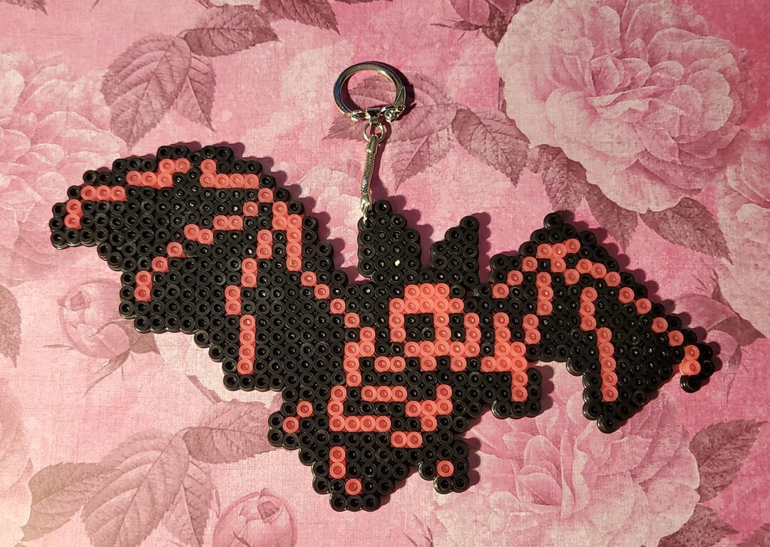 Pink Skeleton Bat Perler Bead Keychain - Etsy