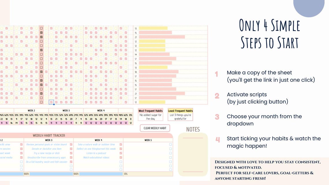 Google Sheets Habit Tracker | Digital Planner for Routines & Goals ...