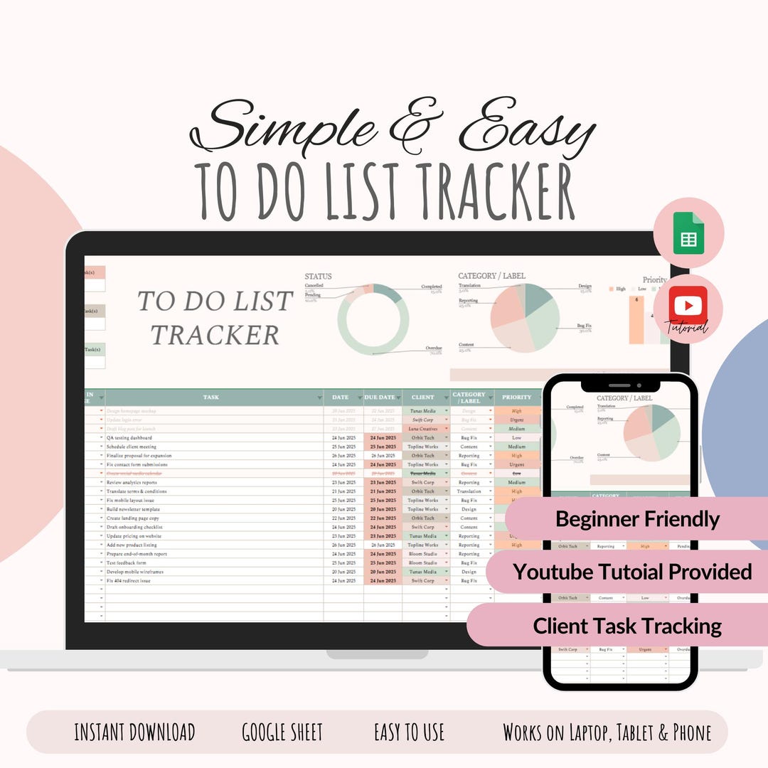 Google Sheet Client and Task Management to Do List Tracker for ...
