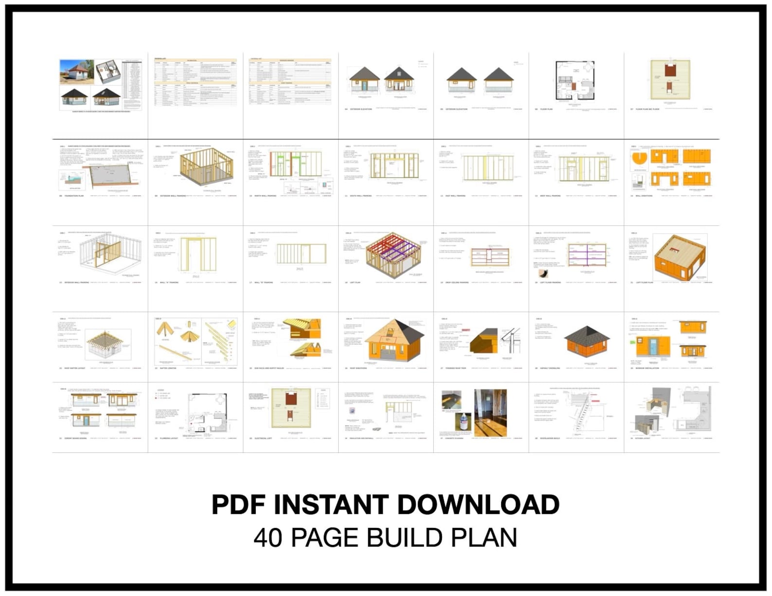 20'x20' Small Cabin DIY Build Plans: 600 SF Modern Cottage (PDF) - Etsy