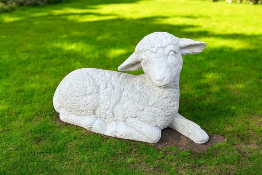 Detailed Lamb Sculpture 6 Concrete Sheep Statue Easter Garden ...