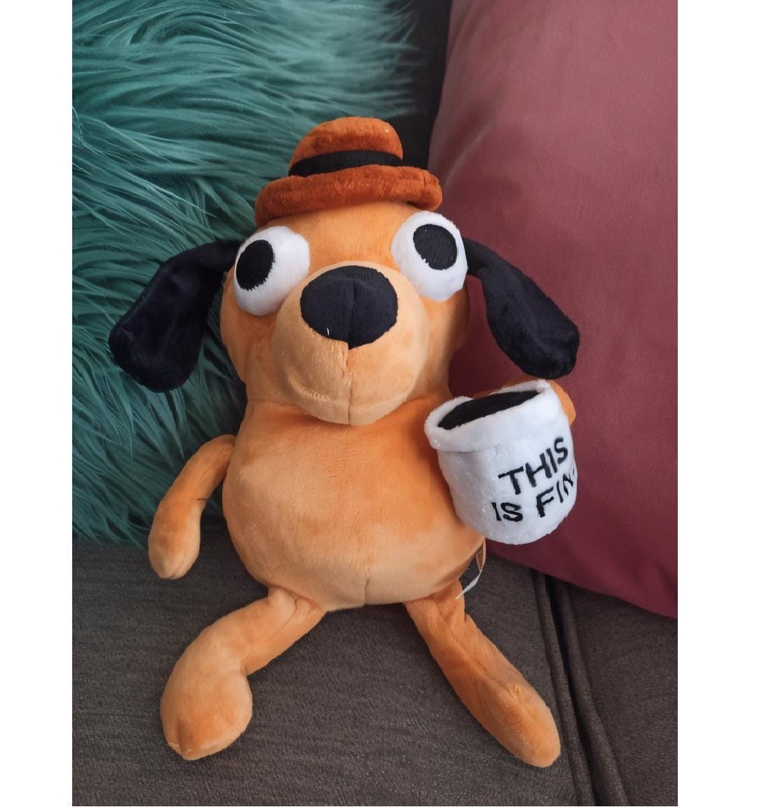 This is Fine Meme Coffee Dog Plush Toy Soft Stuffed Doll Stuffed Plush ...