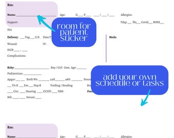 Postpartum / Mother Baby Nursing Report Sheet & Nursing Brain - Etsy