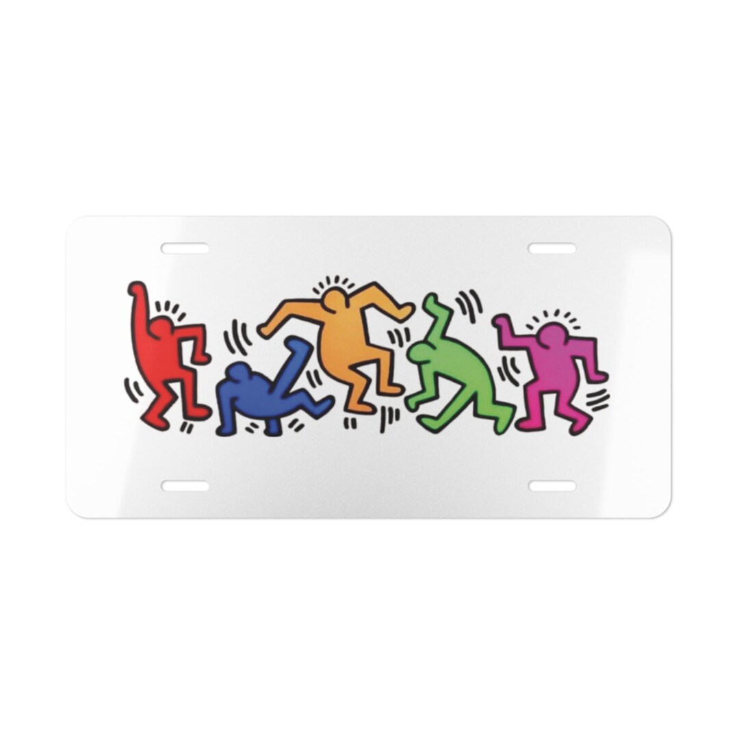 Keith Haring Inspired Art of People Dancing, Vanity Plate, Custom Car ...