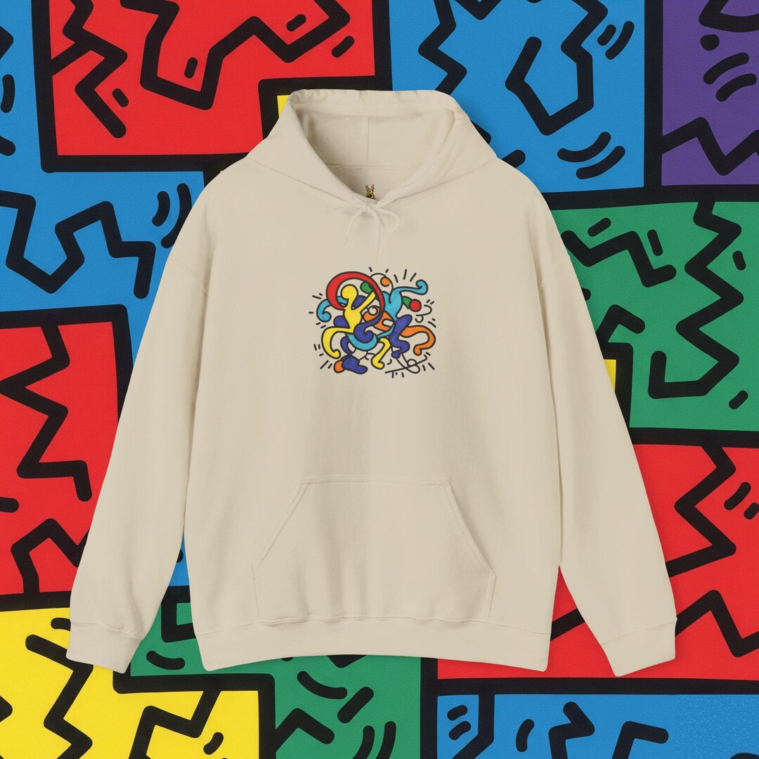Squiggle Dancers Hoodie, Keith Haring Inspired Sweatshirt, Unisex Dance ...