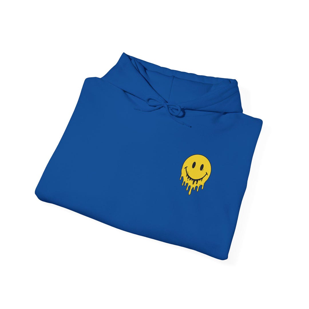 Smiley Melt Classic Smiley Face Dripping Hoodie, Happy Sweatshirt ...