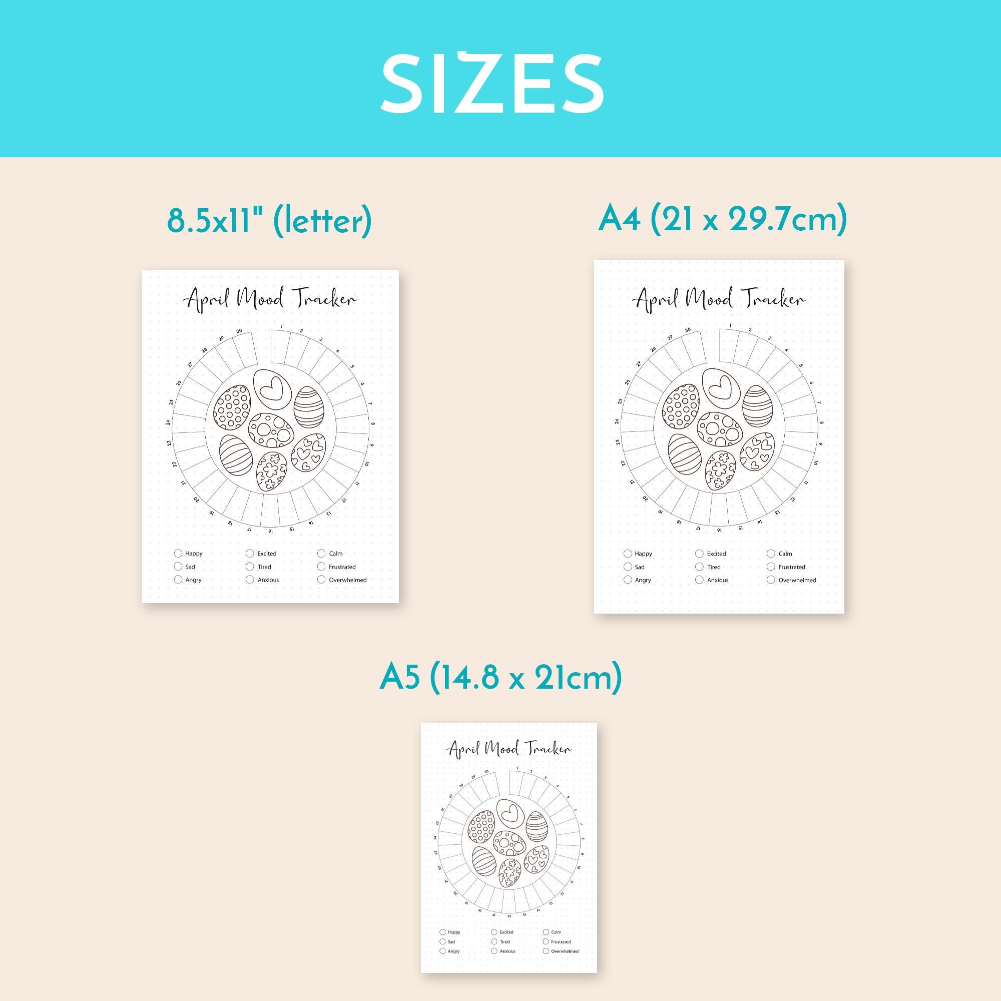 Monthly Mood Tracker Bundle PRINTABLE, Circle Mood Tracker Wheel, Daily ...