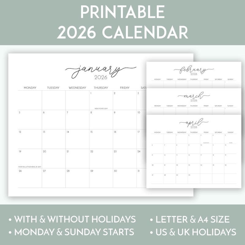 British Calendar 2026 - Etsy