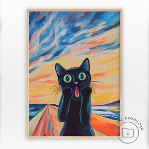 The Scream Print Funny Cat Wall Art PRINTABLE Trendy Edvard Munch ...