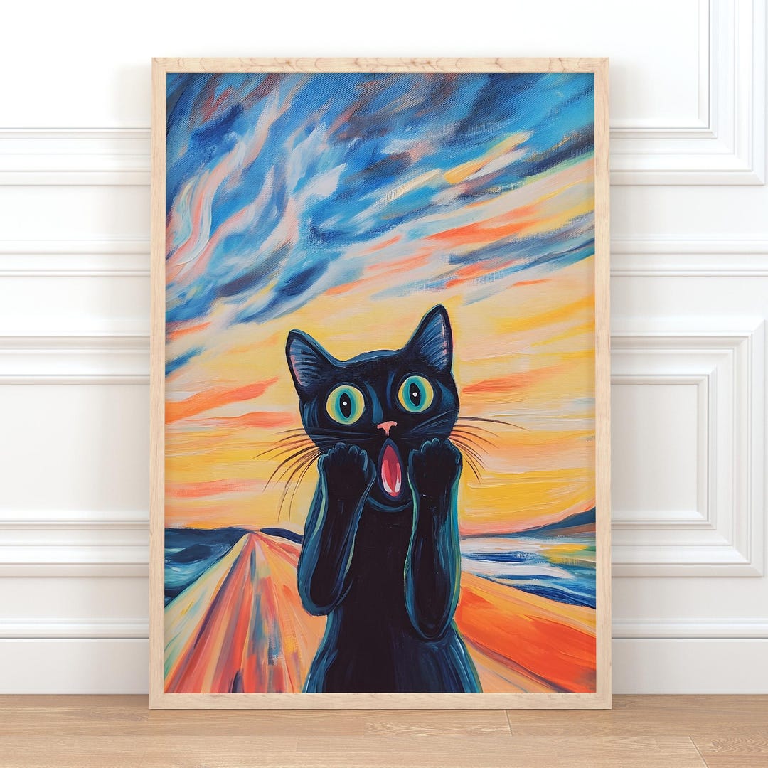 The Scream Print Funny Cat Wall Art PRINTABLE Trendy Edvard Munch ...