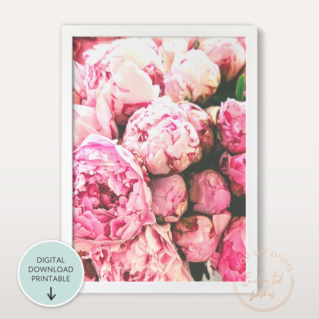 Pink Peonies Print PRINTABLE, Peonies Poster, Peony Photo Print, Floral ...