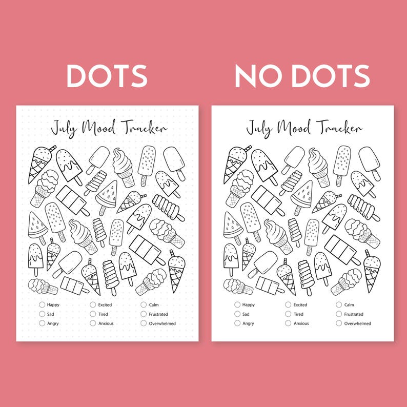 Mood Tracker Bundle PRINTABLE, Monthly Picture Mood Tracker Wheel ...