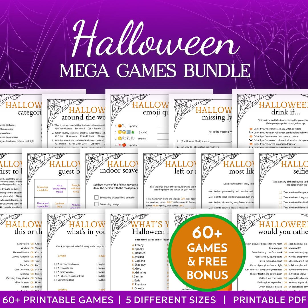 60+ Halloween Game Bundle | Printable Spooky Party Games | Fun Trivia ...
