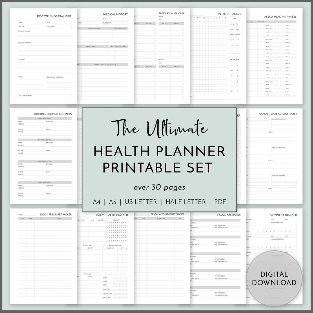 Health Planner PRINTABLE Bundle, Medical Planner, Family Health Care ...