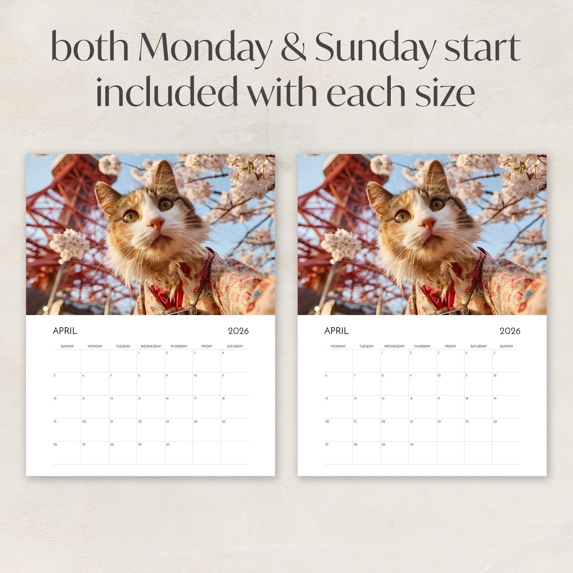 2026 Funny Cat Calendar PRINTABLE Monthly Calendar Cats Around the ...