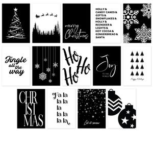 Black & White Christmas Print Bundle Set of 14 PRINTABLE Wall Art ...