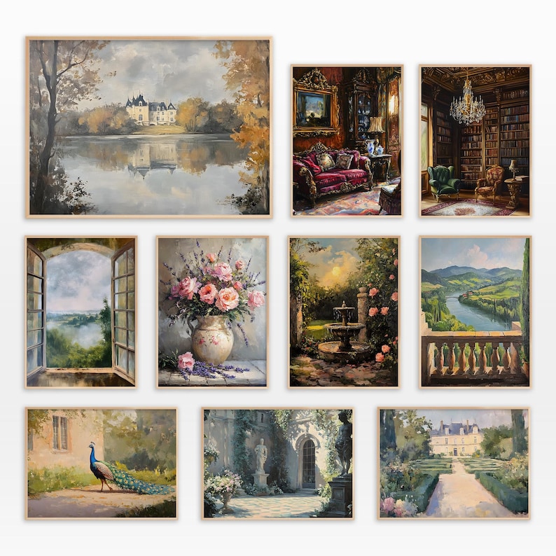 French Chateau Wall Art Set of 10 PRINTABLE Print Chateaucore Vintage ...