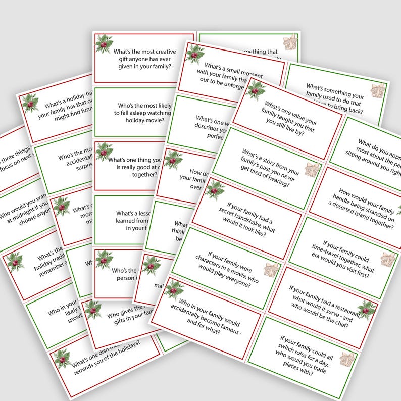 Christmas Conversation Cards PRINTABLE Holiday Table Talk Icebreaker ...