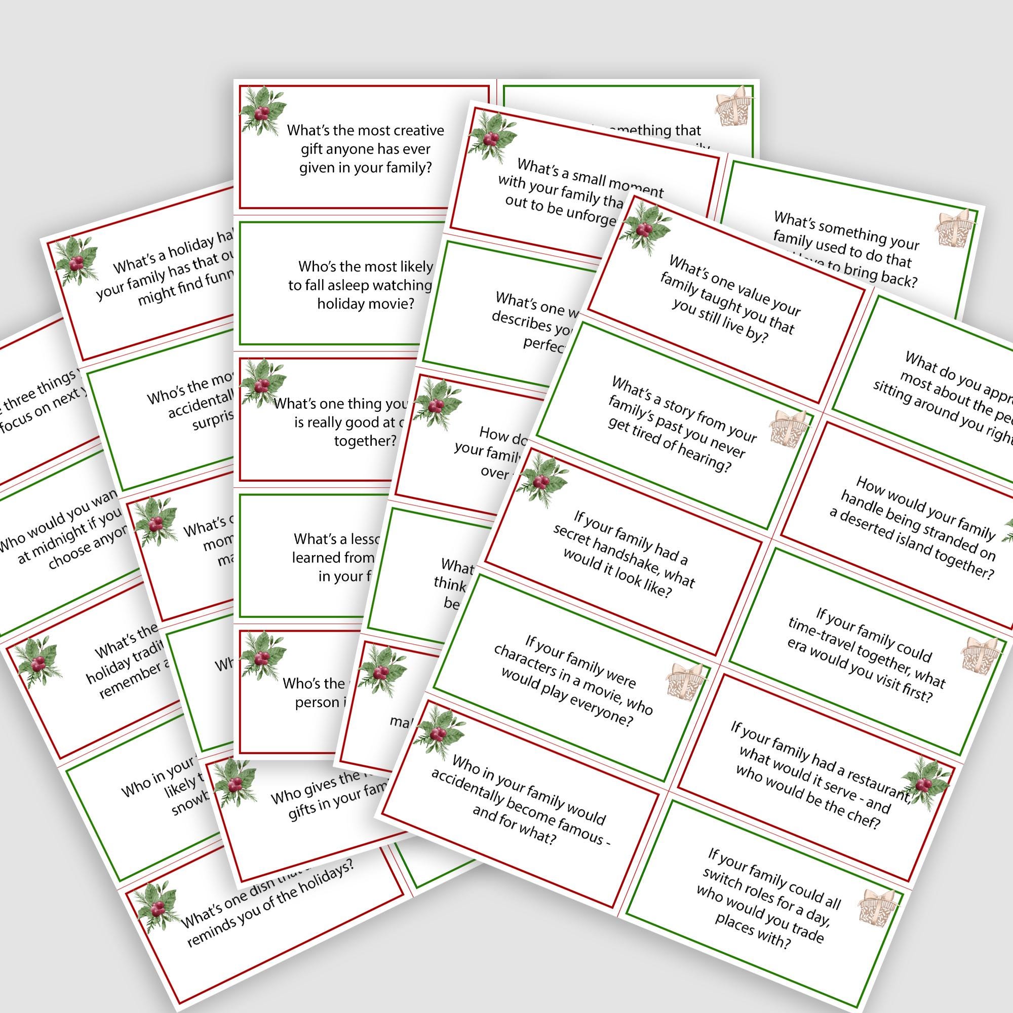 Christmas Conversation Cards PRINTABLE Holiday Table Talk Icebreaker ...
