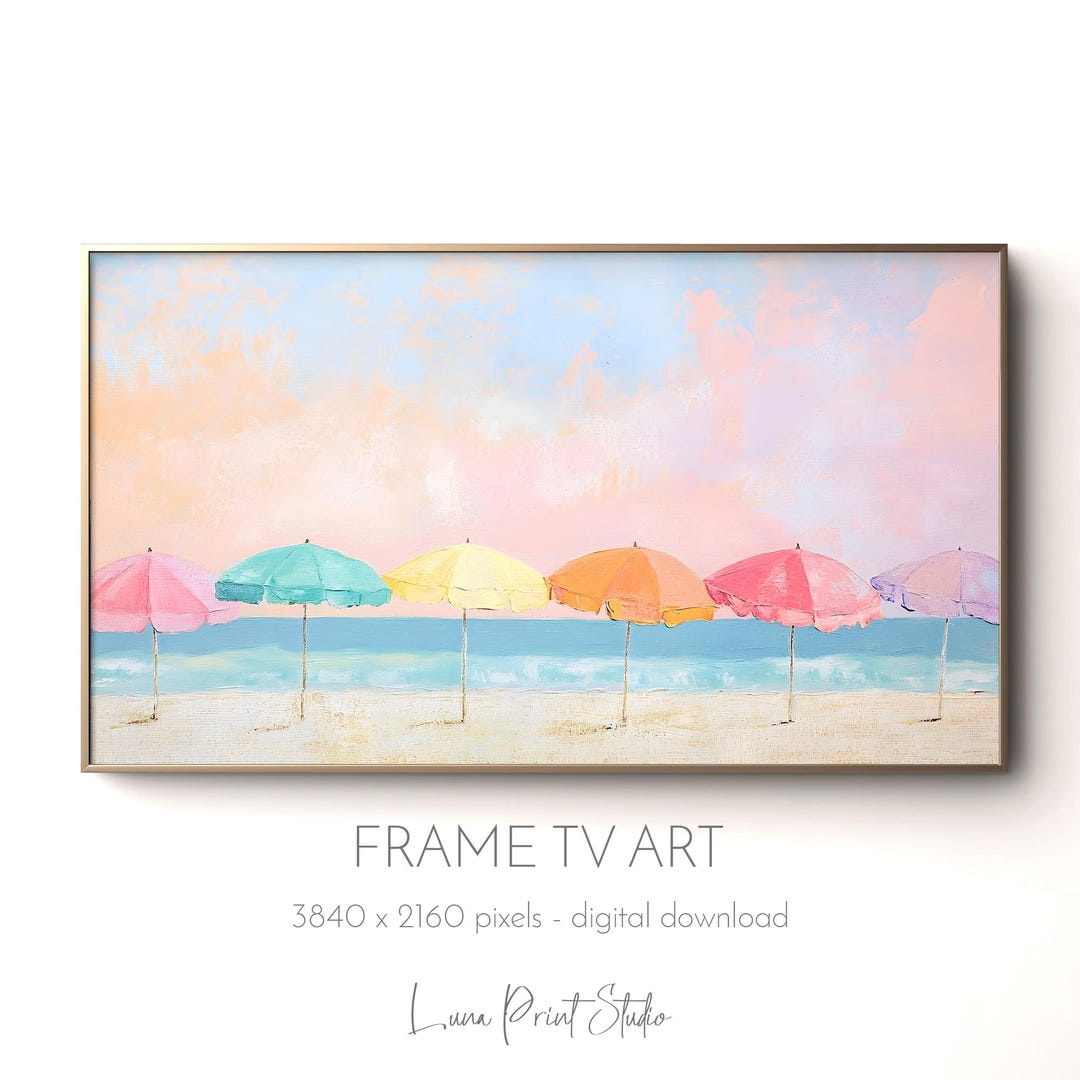 Beach Umbrellas Frame TV Art for Samsung Frame TV Summer Living Room ...