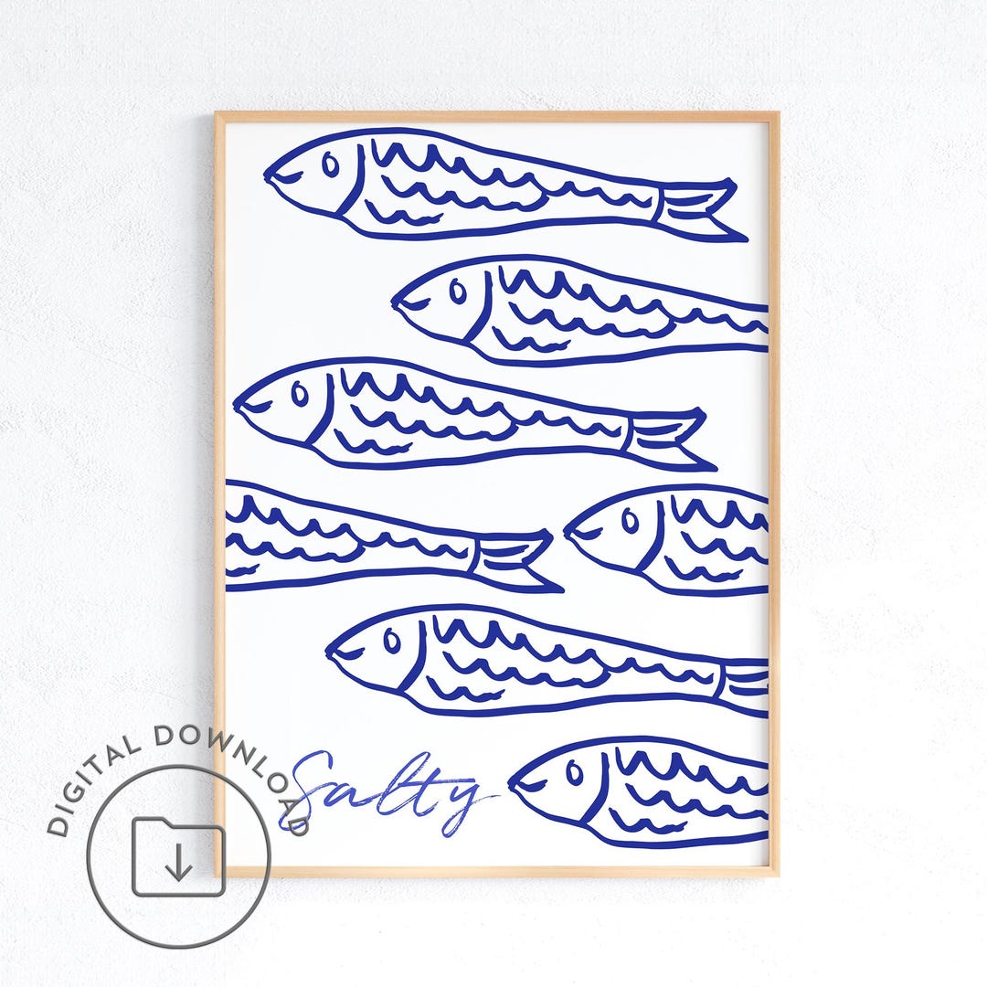 Sardines Print PRINTABLE Sardine Poster Wall Art Fisherman Aesthetic ...