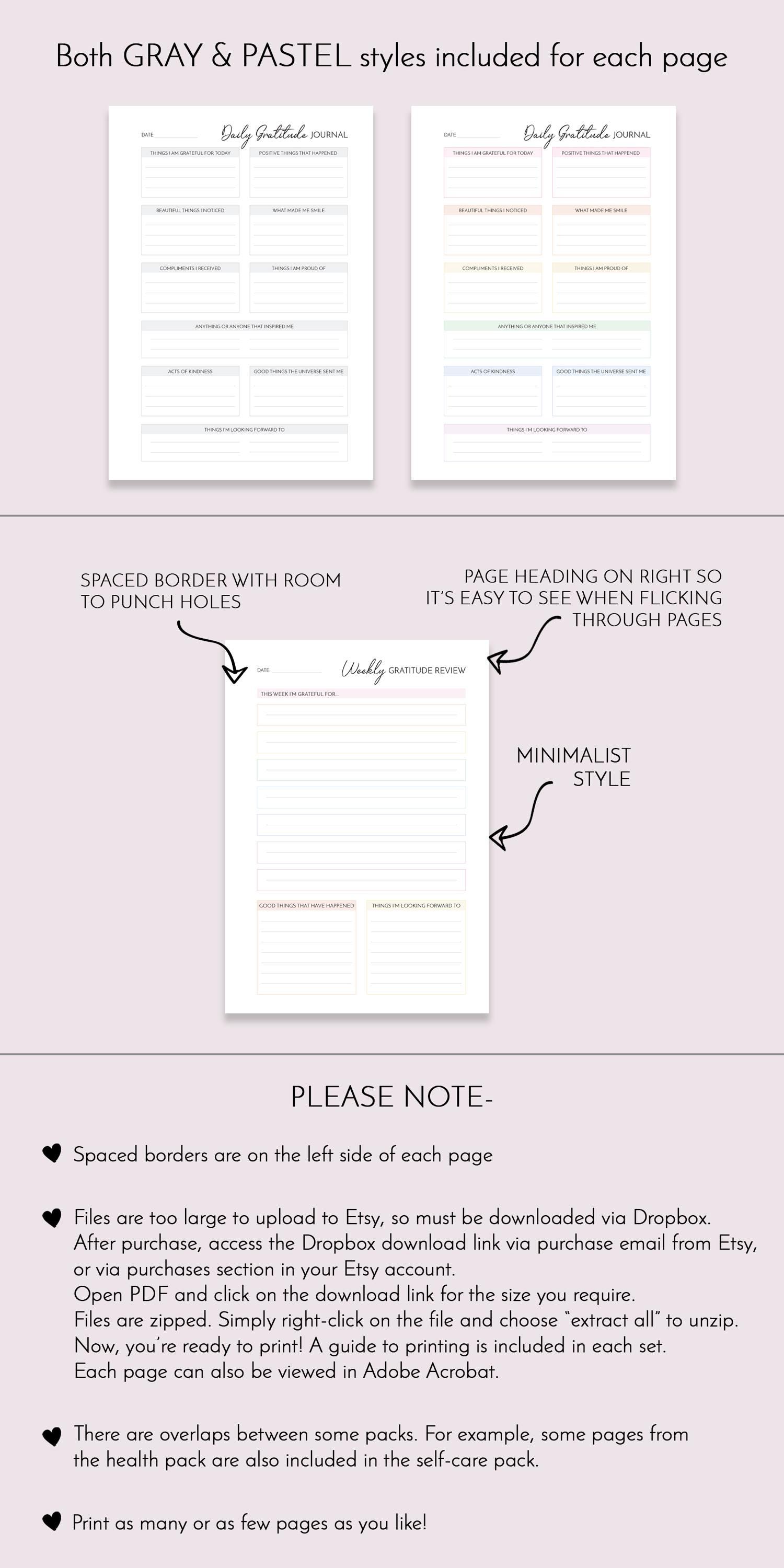 Gratitude Journal PRINTABLE, Gratitude Planner Download, Self-care ...