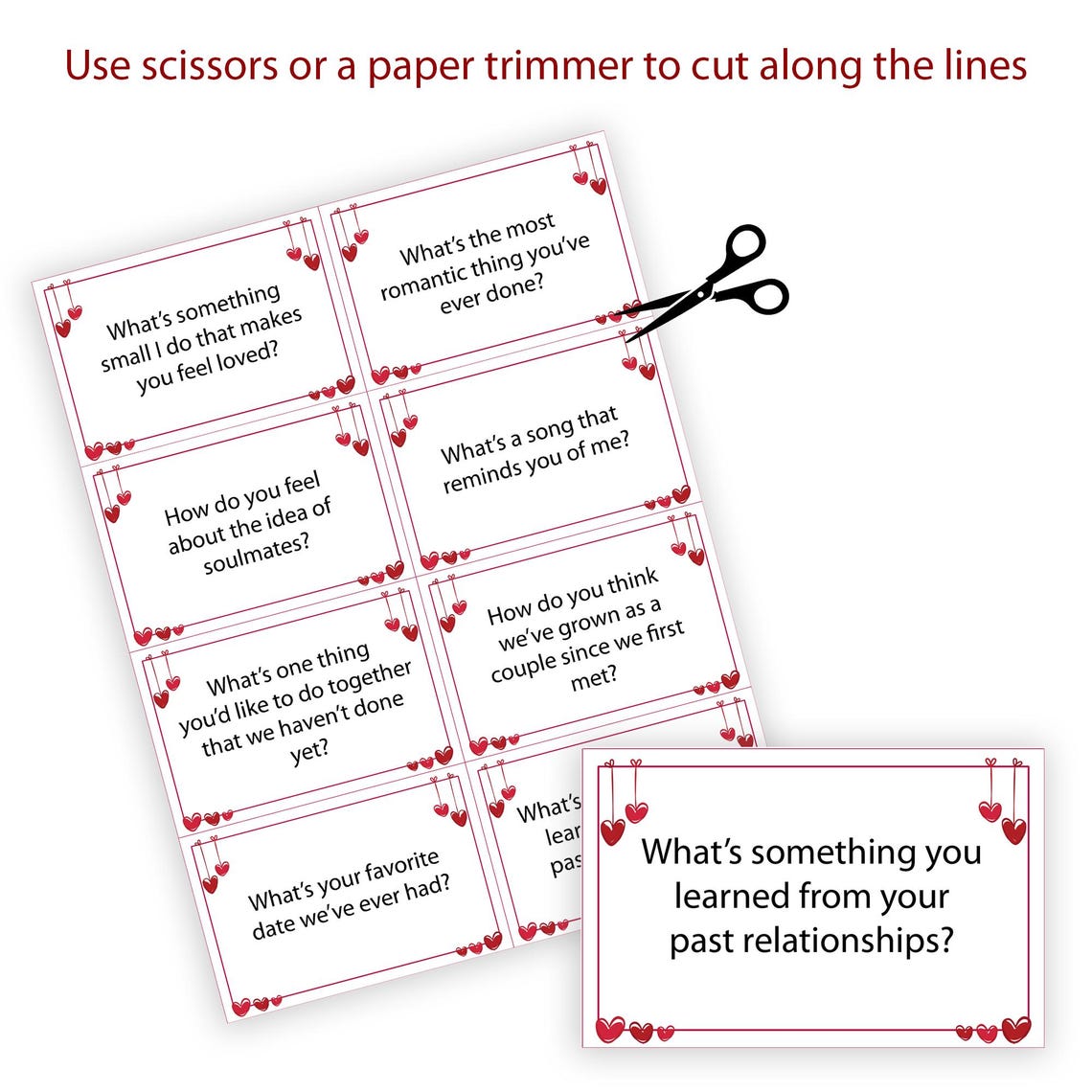 Couple Conversation Starter Cards PRINTABLE Valentine Conversation ...