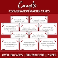Couple Conversation Starter Cards PRINTABLE Valentine Conversation ...