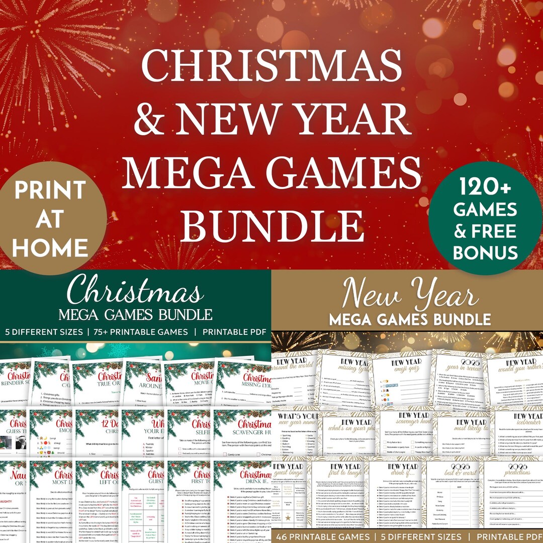 Christmas & New Year Game Bundle Printable Mega Party Games Collection ...