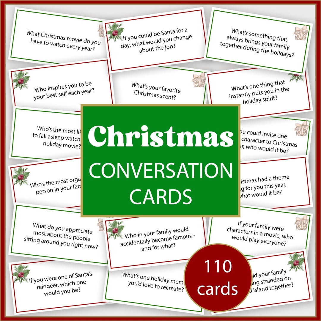 Christmas Conversation Cards PRINTABLE Holiday Table Talk Icebreaker ...