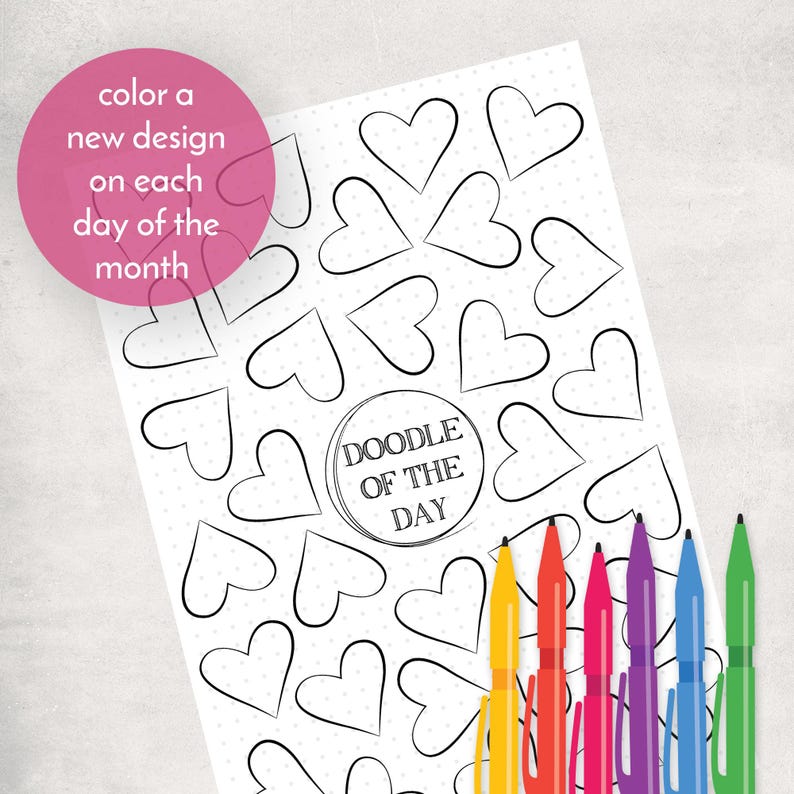 Monthly Doodle of the Day PRINTABLE Bundle, Daily Doodle, Daily ...