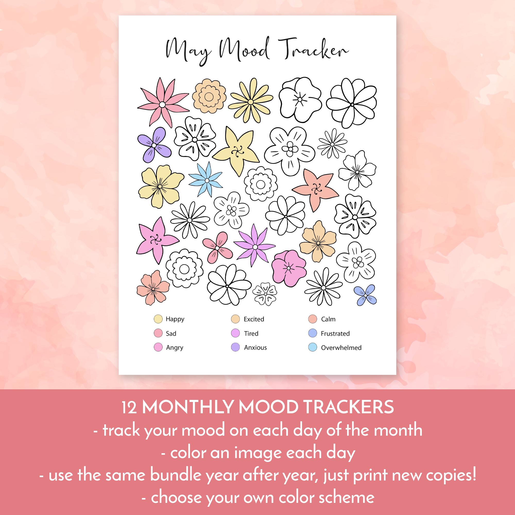 Mood Tracker Bundle PRINTABLE, Monthly Picture Mood Tracker Wheel ...