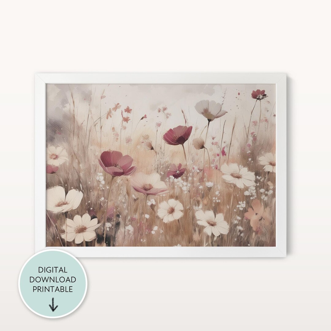 Wildflower Meadow Print, Flower Field Poster, Wildflowers Print, Floral ...