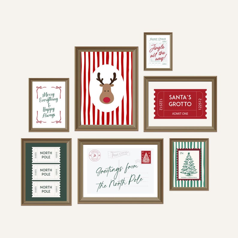 Trendy Christmas Gallery Wall Art 7 PRINTABLE Holiday Print Bundle ...