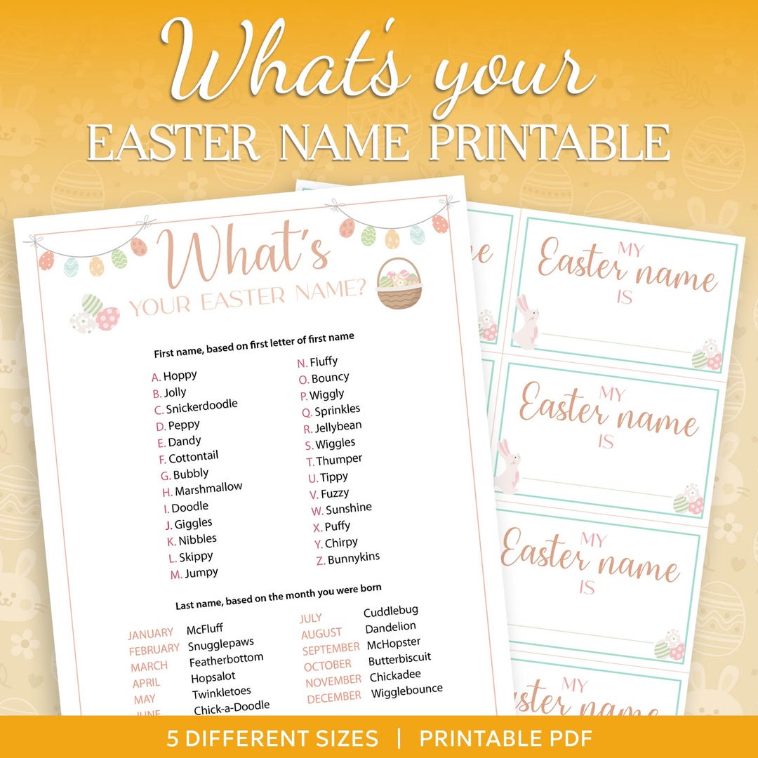 Easter Game Printable, What's Your Easter Name? Game, Fun Easter ...