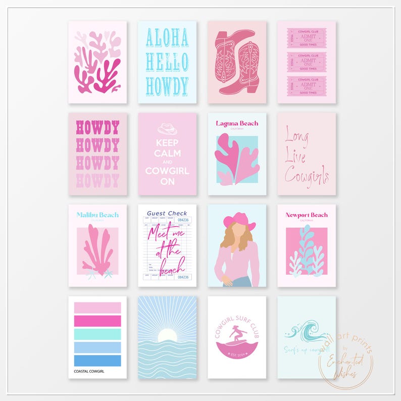Printable Coastal Cowgirl Wall Art Prints Bundle of 16, Coastal Cowgirl ...