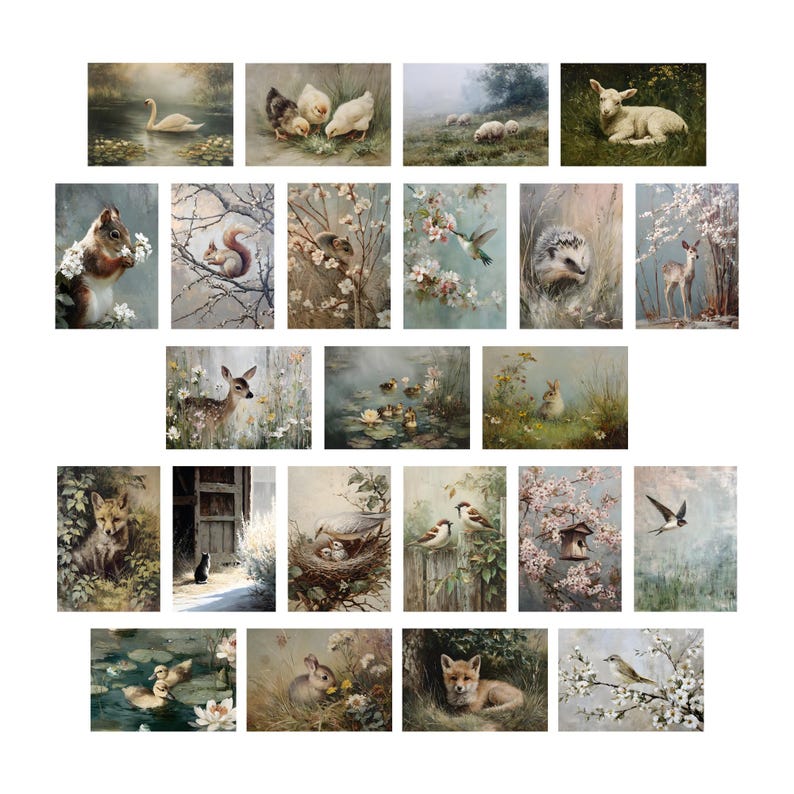 Spring Print Bundle PRINTABLE Vintage Oil Painting Set Floral Gallery ...