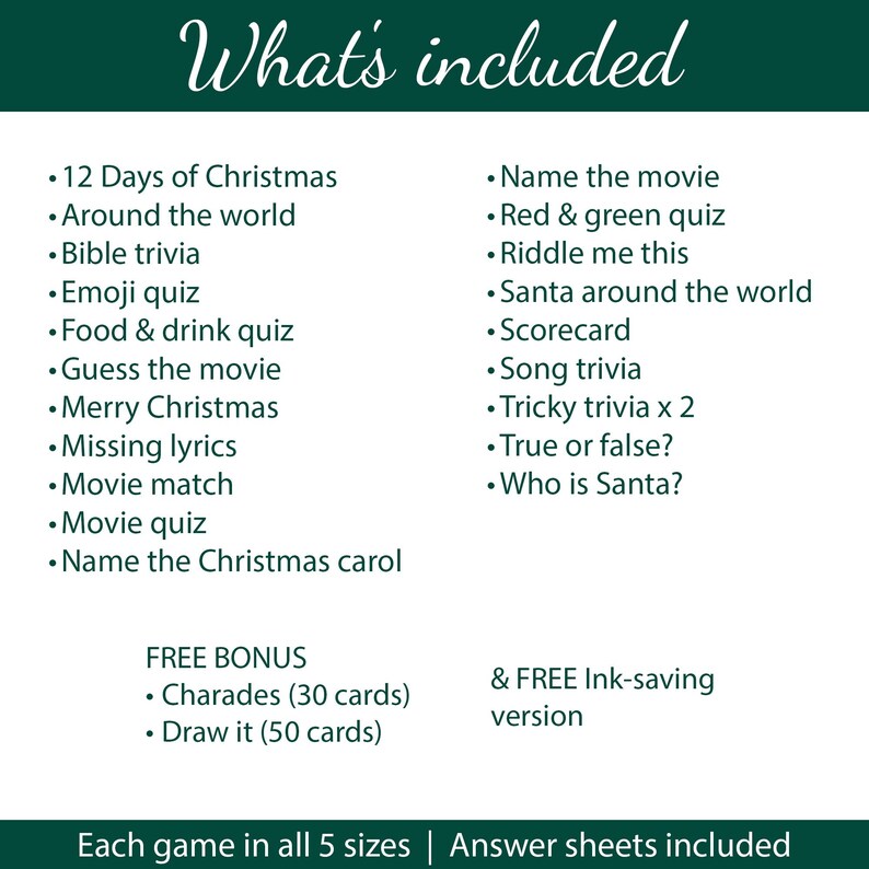20 Printable Christmas Trivia Bundle Holiday Quiz Set Family Game Night ...
