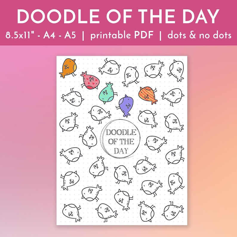 Birds Doodle of the Day PRINTABLE, Daily Doodle, Daily Coloring Page ...