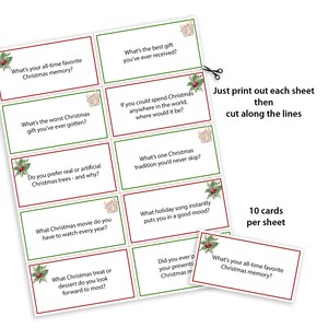 Christmas Conversation Cards PRINTABLE Holiday Table Talk Icebreaker ...