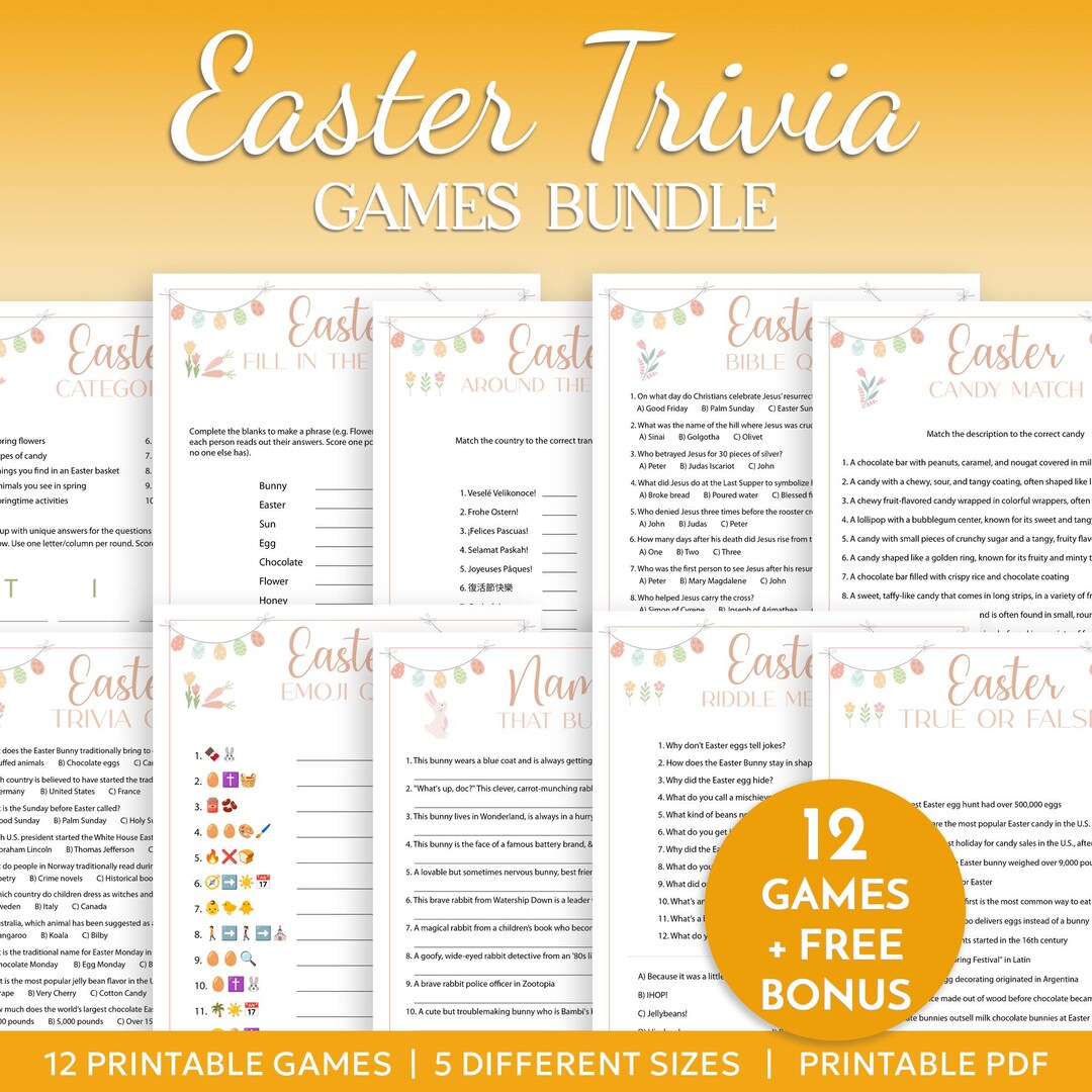 Easter Trivia Game Bundle Printable, Easter Party Quiz, Easter Trivia ...