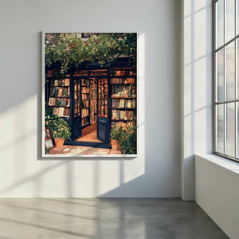 Bookshop Print Trendy Bookish PRINTABLE Wall Art Vintage Book Decor ...