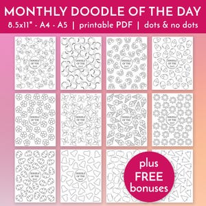 Monthly Doodle of the Day PRINTABLE Bundle, Daily Doodle, Daily ...