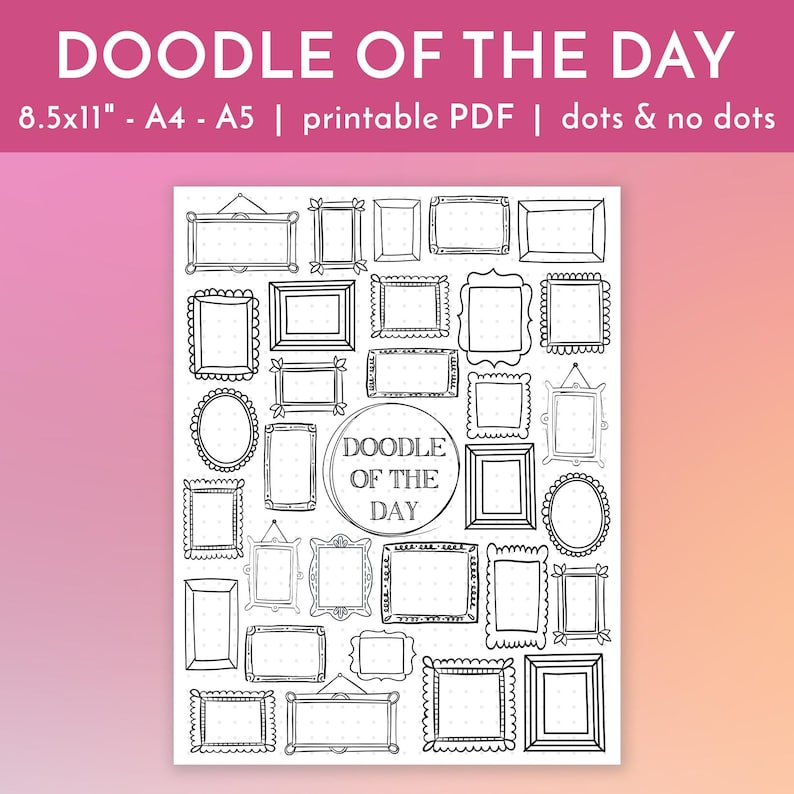 Frames Doodle of the Day Printable Daily Doodle Coloring Page Journal ...