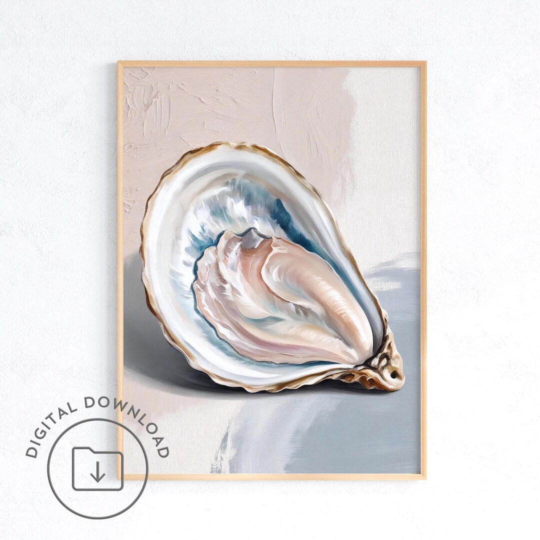 Oyster Print PRINTABLE Oyster Shell Painting Poster Wall Art Fisherman ...