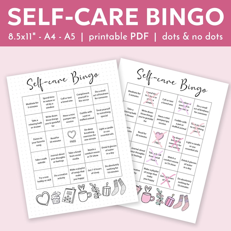 Self-care Bingo PRINTABLE, Self-care Challenge Game, Self-care Journal ...