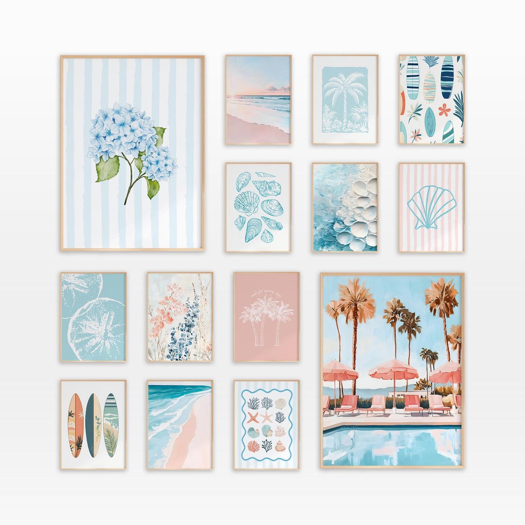 Coastal Wall Art Collection Set of 14 PRINTABLE Beach Prints Trendy ...