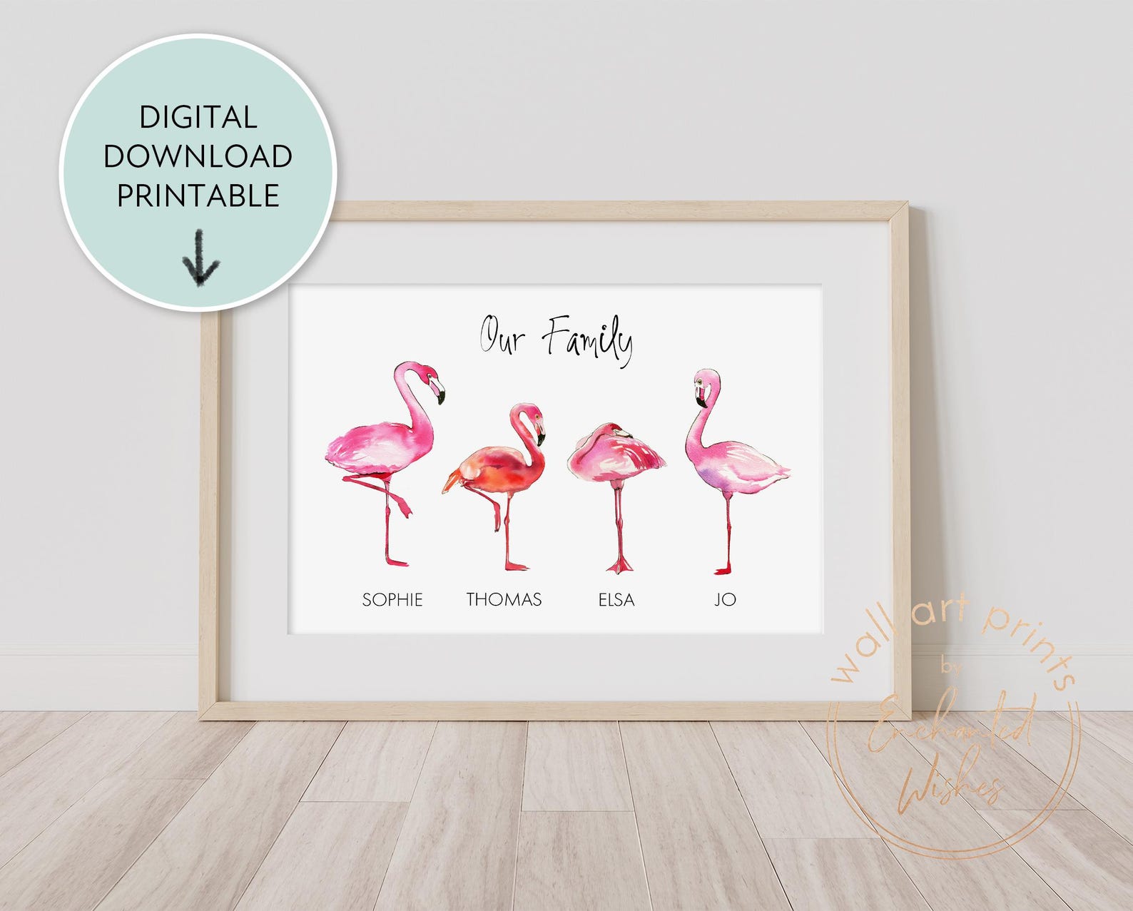 Personalized Flamingo Family Print PRINTABLE, Flamingo Family Print ...
