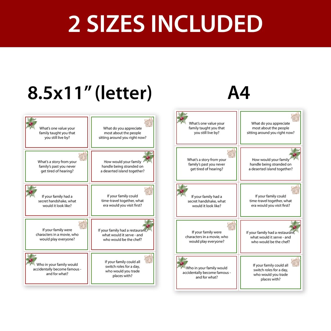Christmas Conversation Cards PRINTABLE Holiday Table Talk Icebreaker ...