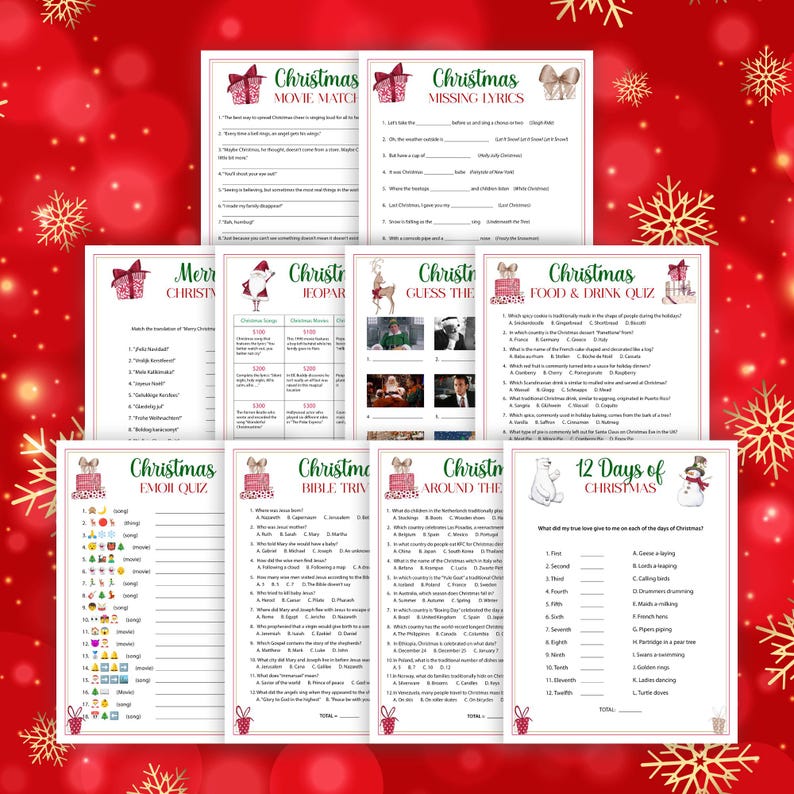Christmas Trivia Bundle | 20 PRINTABLE Holiday Quiz Games for Family ...